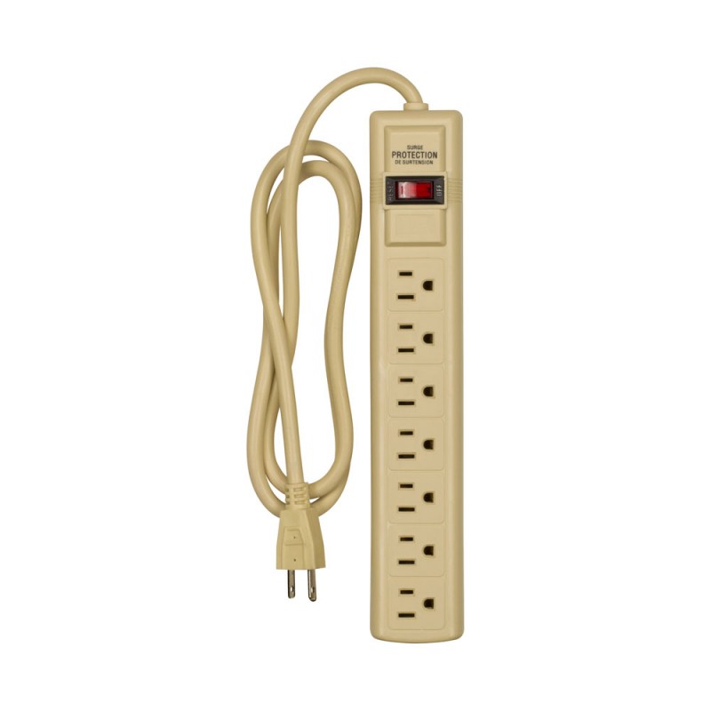1176V | BARRA MULTICONTACTO MARFIL C/PROTECCION PICOS VOLTAJE, 7 ...