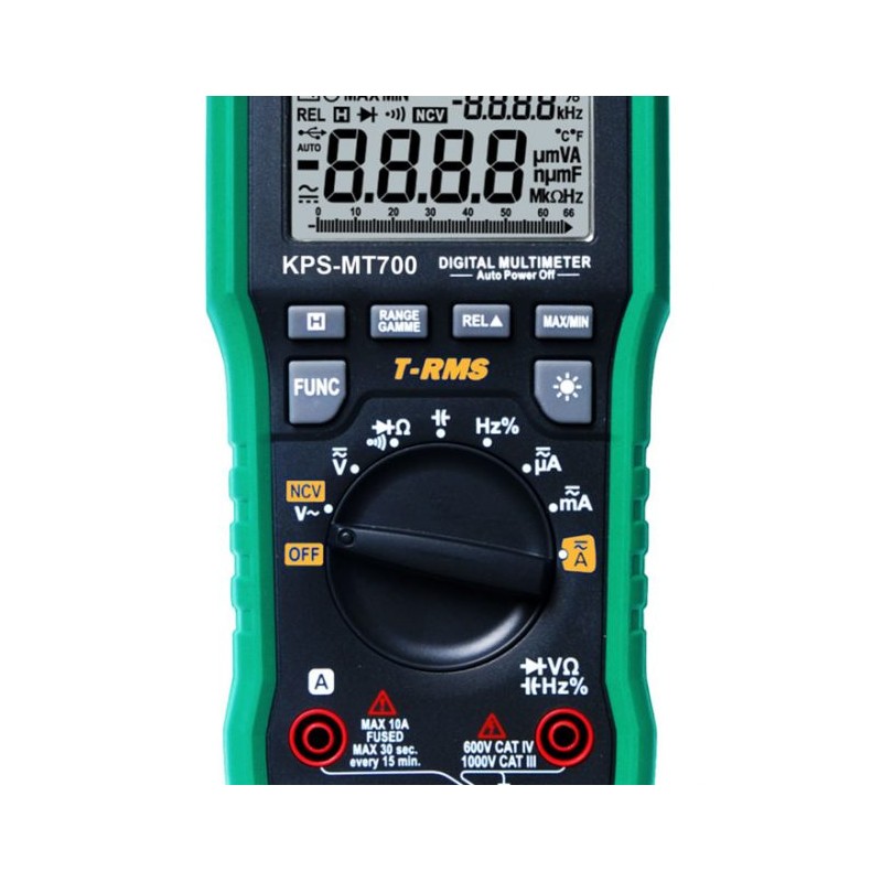 MULTÍMETRO 1000V VOLT AC/DC, CORRIENTE AC/DC, TRMS, NCV, CONEXIÓN USB
