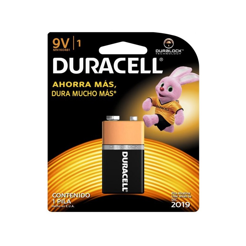 PILA ALCALINA TIPO CUADRADA 9V, DURACELL